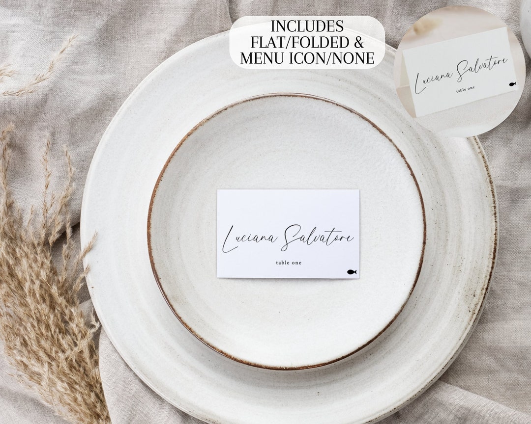 Name Card Template, Minimalist Place Card Template, Printable Name ...