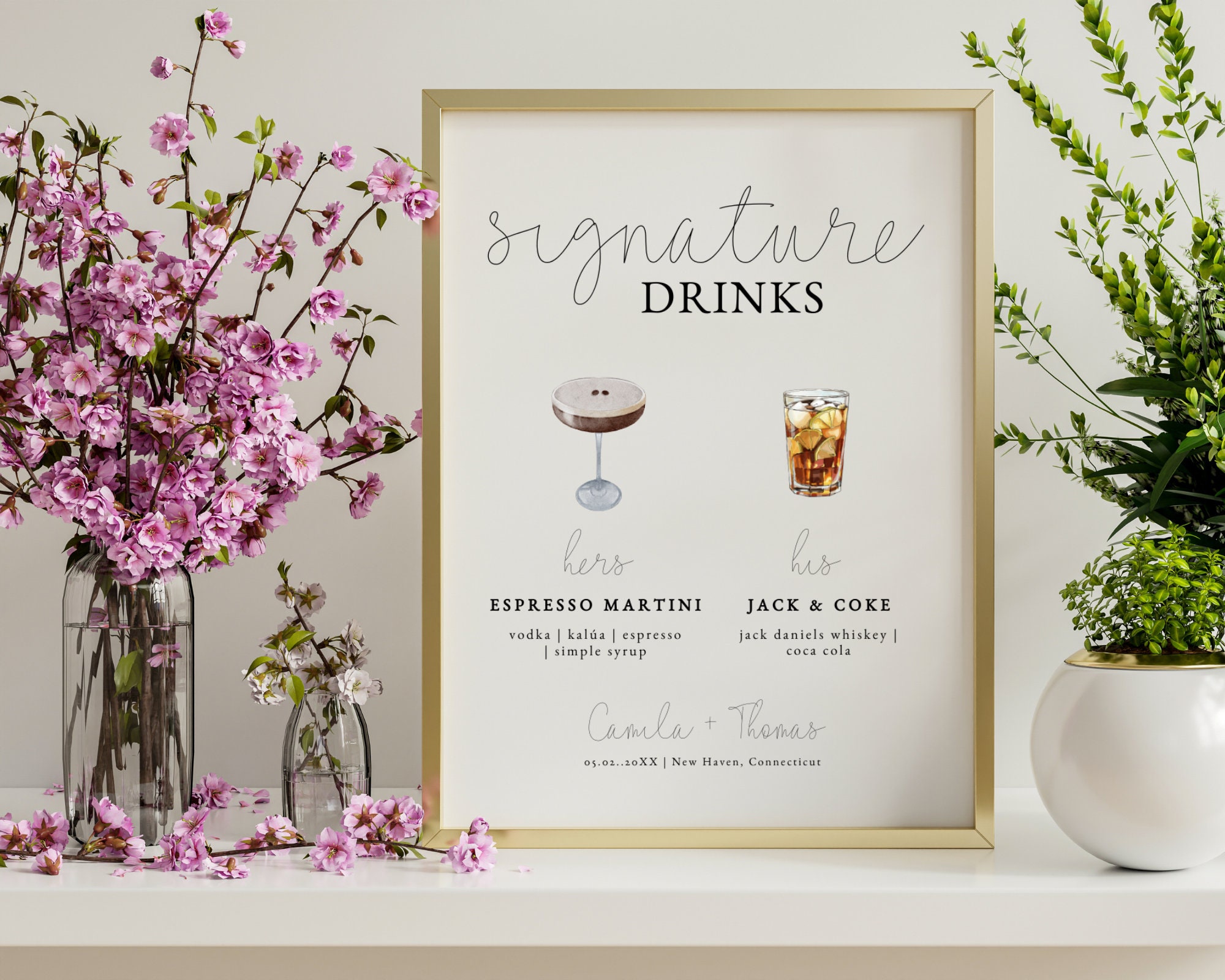 Sign Template, Signature Drink Template, Signature Drink Printable ...