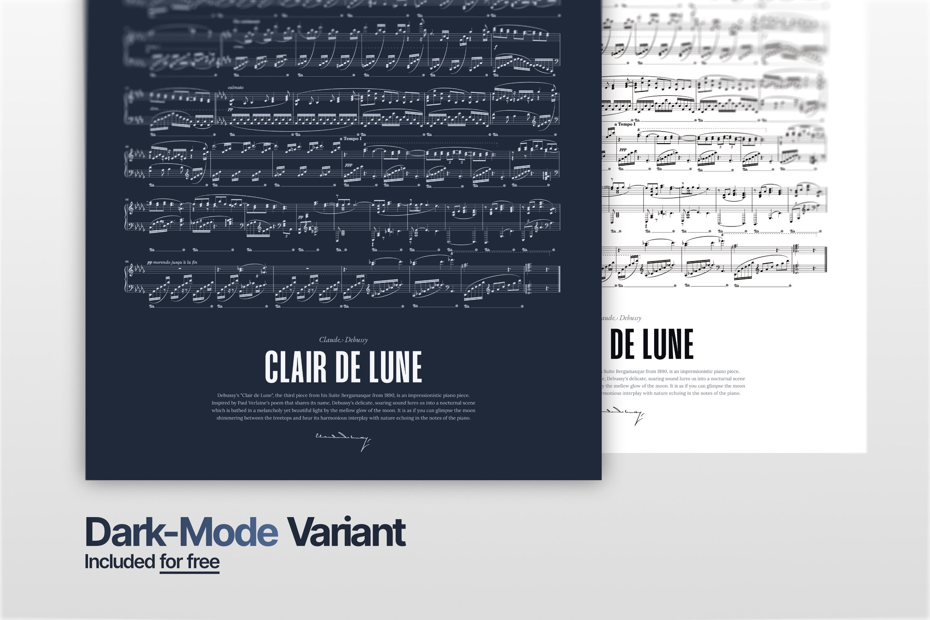 Debussy - Claire De Lune Poster FULL SCORE Claude Debussy - Digital ...