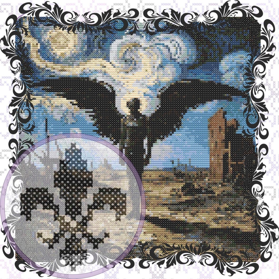 Melancholy Fallen Angel - Cross Stitch Pattern - Etsy