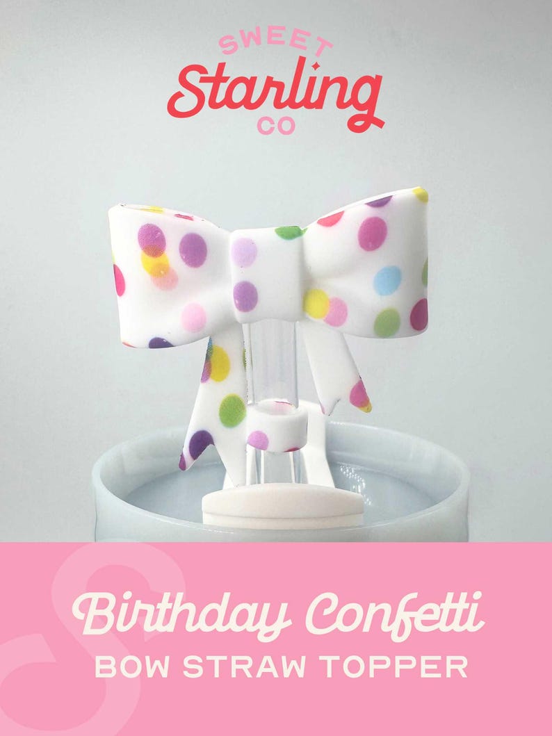 Bow Straw Topper- Birthday Confetti - Etsy