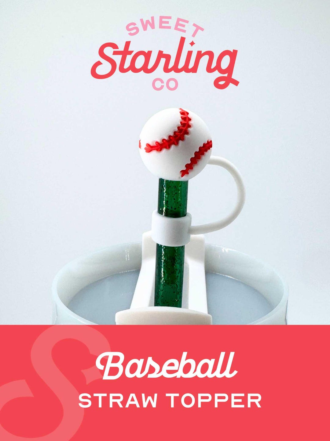 Baseball Straw Topper - Etsy
