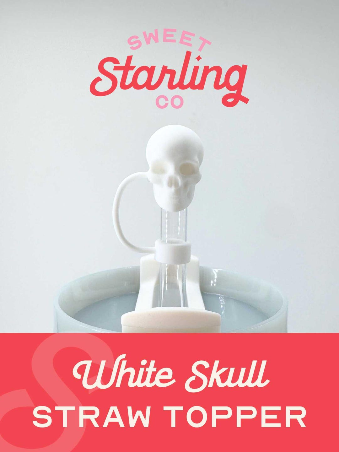 White Skull Straw Topper - Etsy