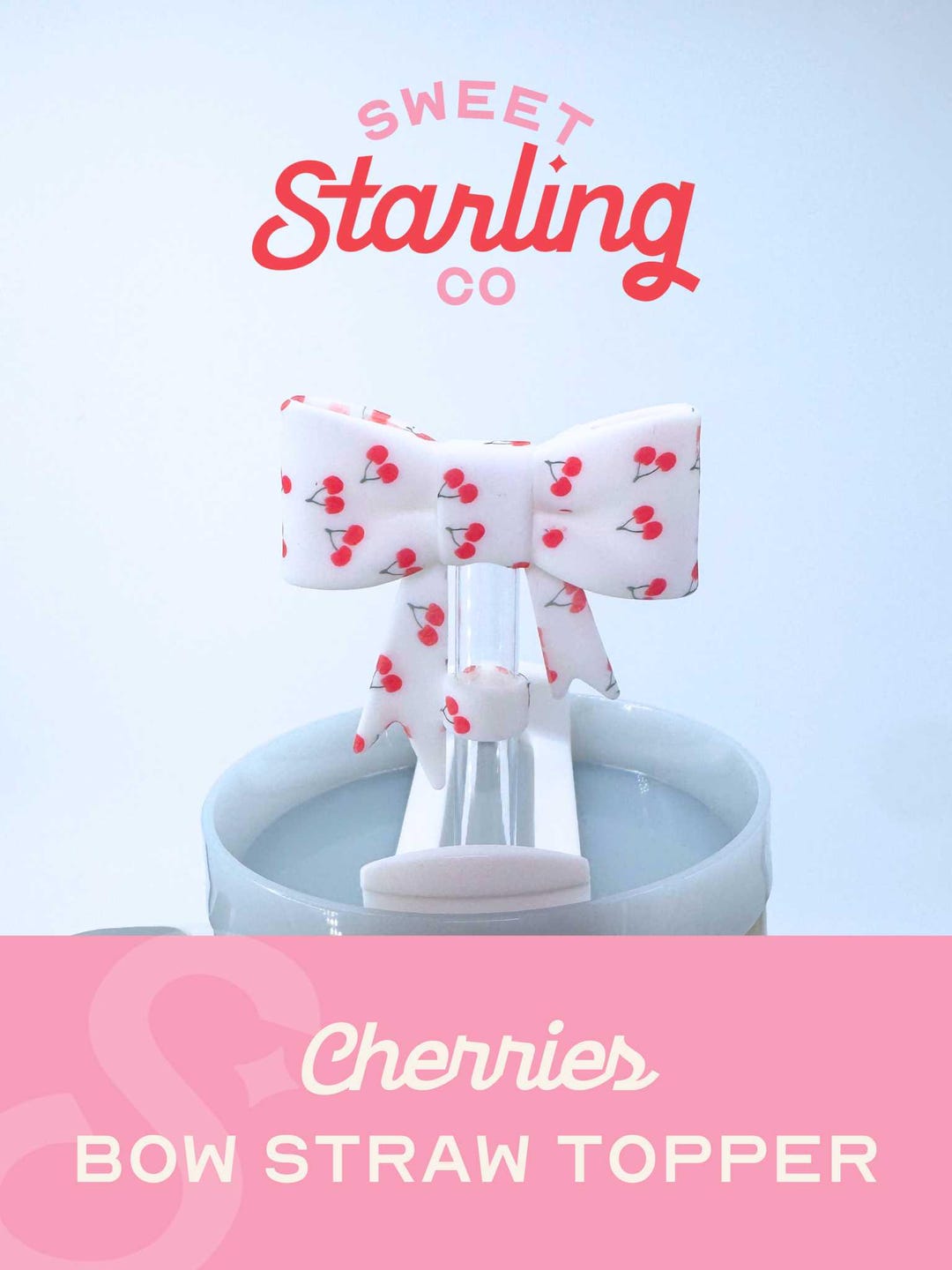 Bow Straw Topper- Cherries - Etsy