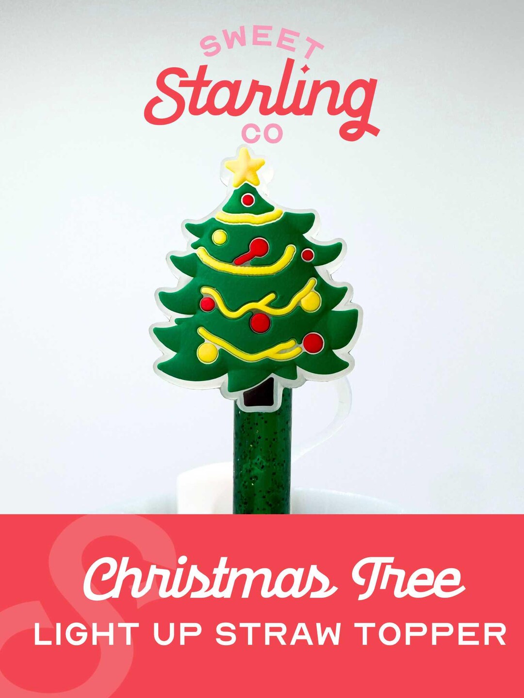Christmas Tree Light up Straw Topper - Etsy