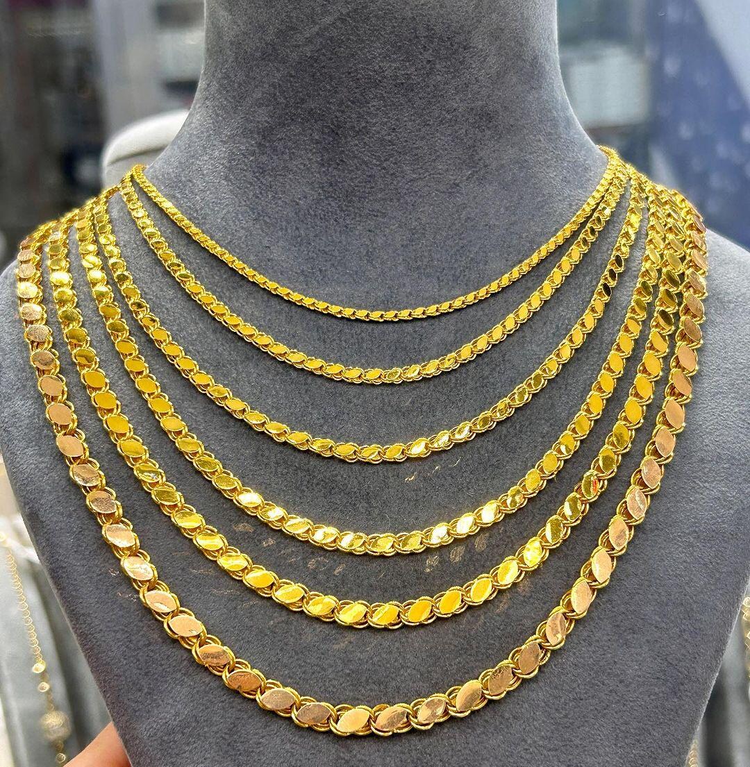 22K Gold Plated Sequin Chain Necklace: Turkish Rope Choker (60cm) - Etsy