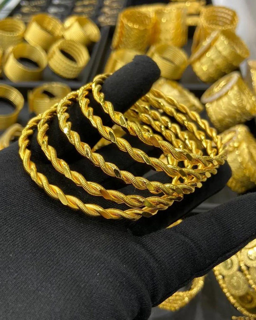 2 Pieces-22k-20cm New Trend Knitted Model Bracelet, 22K Gold Plated ...