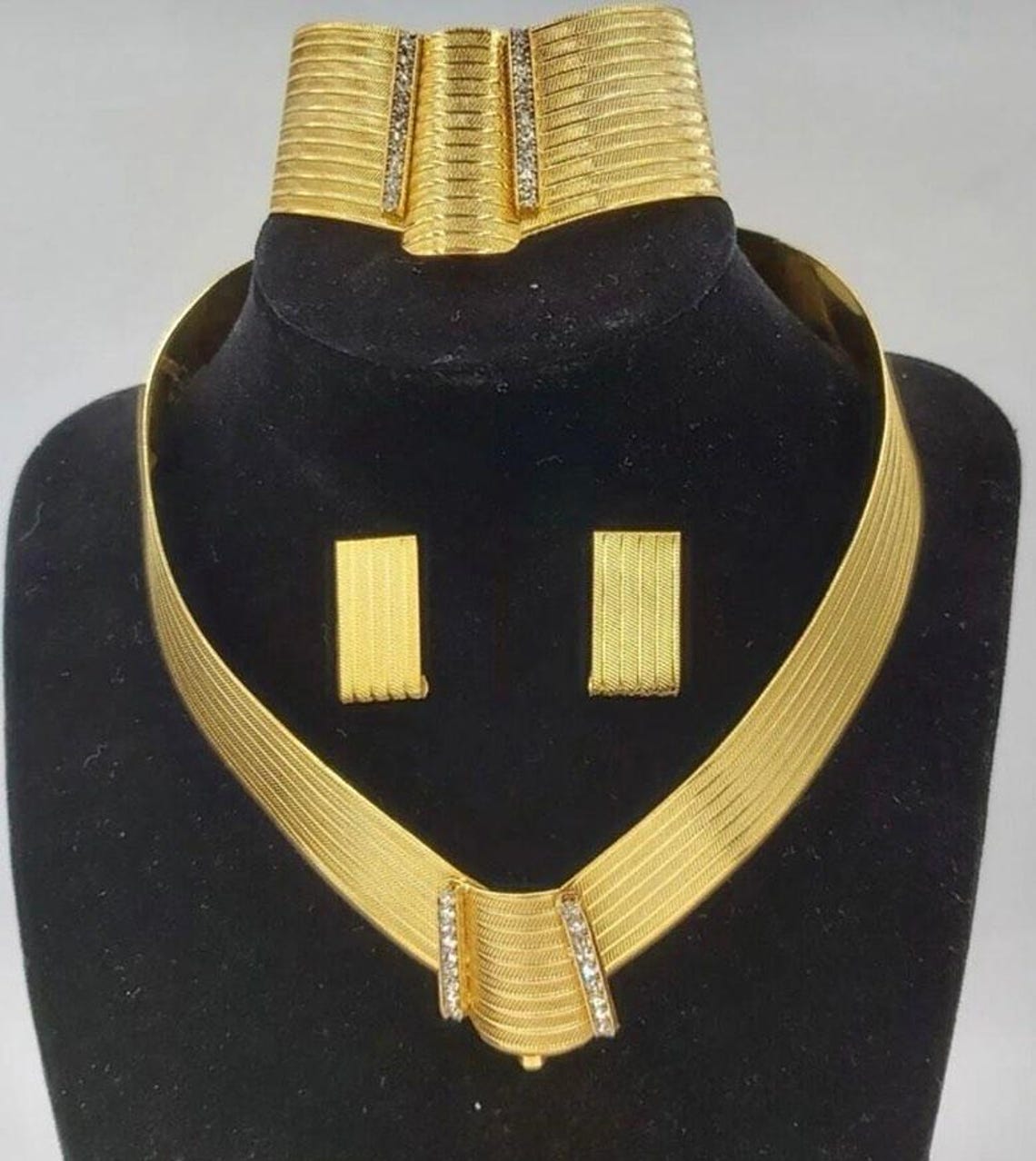 22K Gold-plated Trabzon Weave Wedding Jewelry Set Necklace, Bracelet ...