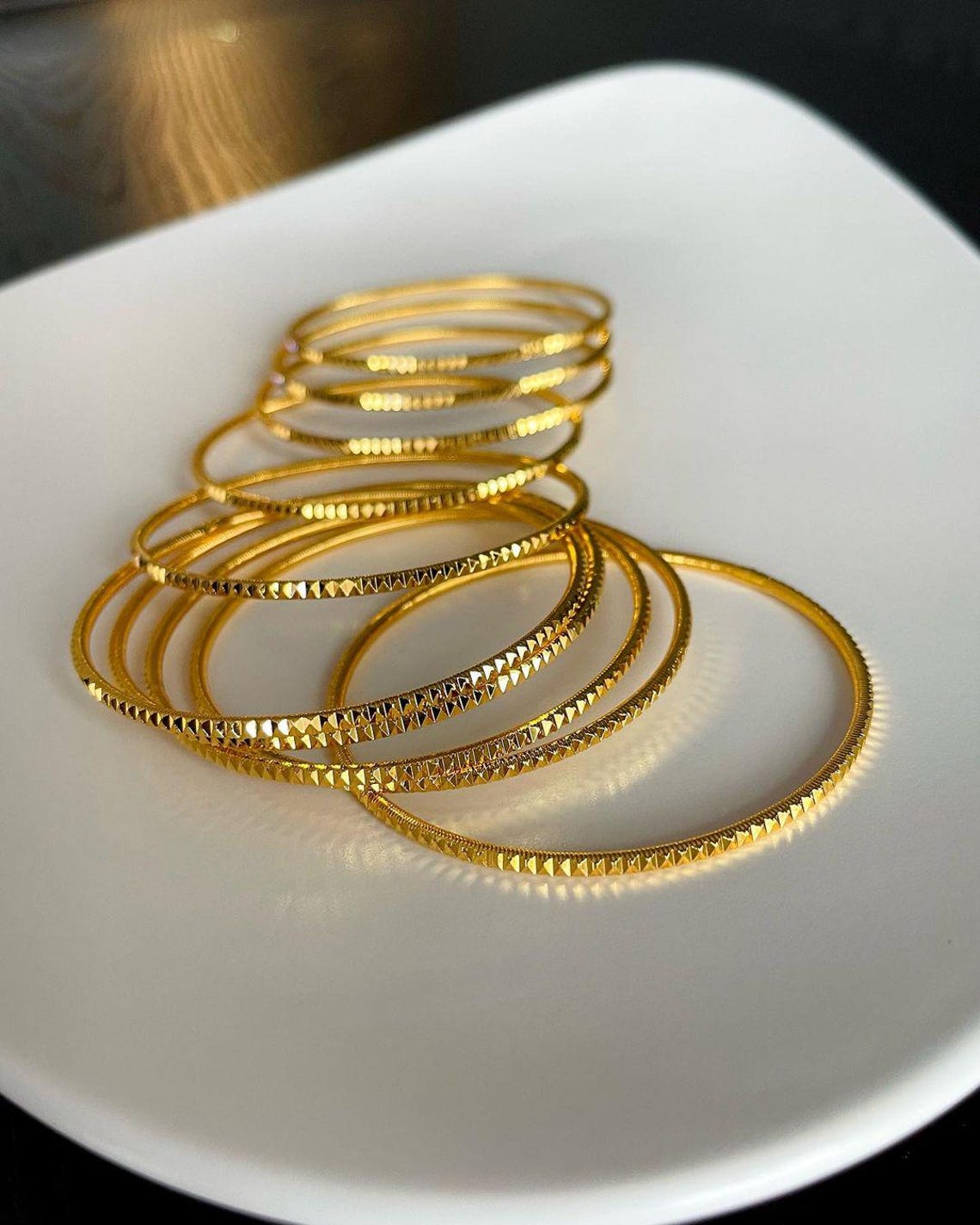 4 Pieces-22k Gold Plated Ajda Model Bracelet,elegant Gold Plated ...