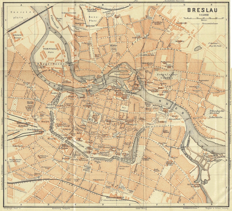 1904 Vintage BRESLAU City Map Vintage German Map Germany Wall Art Old ...
