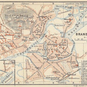 1914 Brandenburg Map Antique City Map Vintage German Map Germany Wall ...