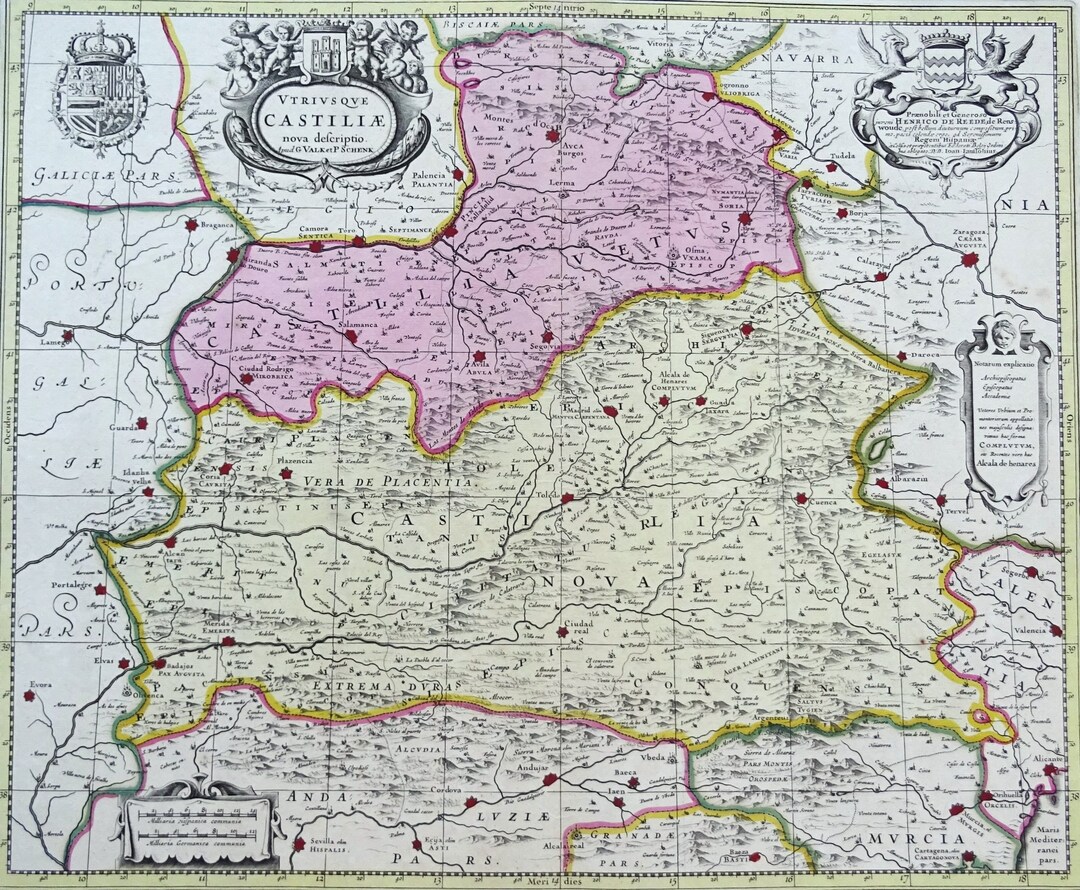 1706 SPAIN Map, Castilla, Extremadura, Andalucía Antique Cooper ...