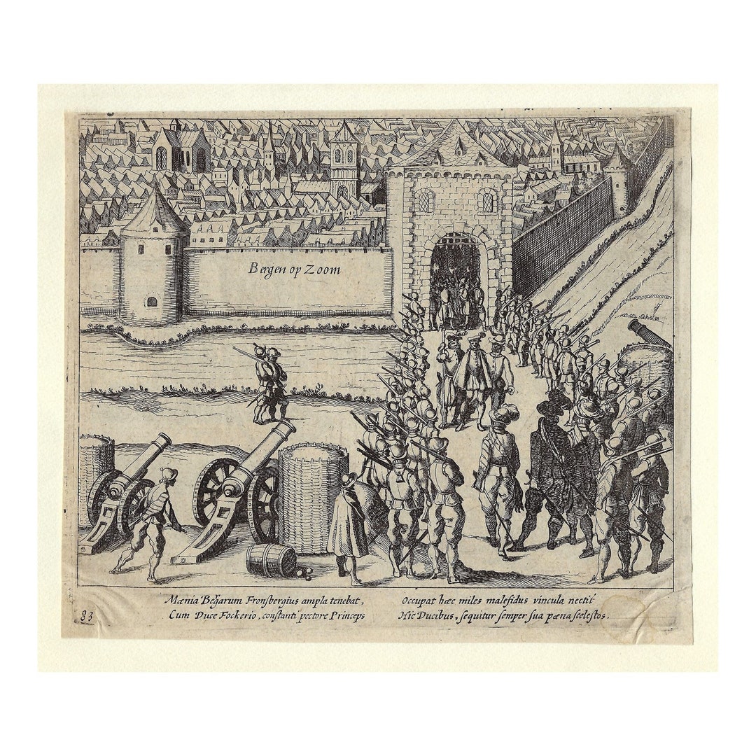 1616 Antique Print Original 17th Century Engraving Bergen Op Zoom ...