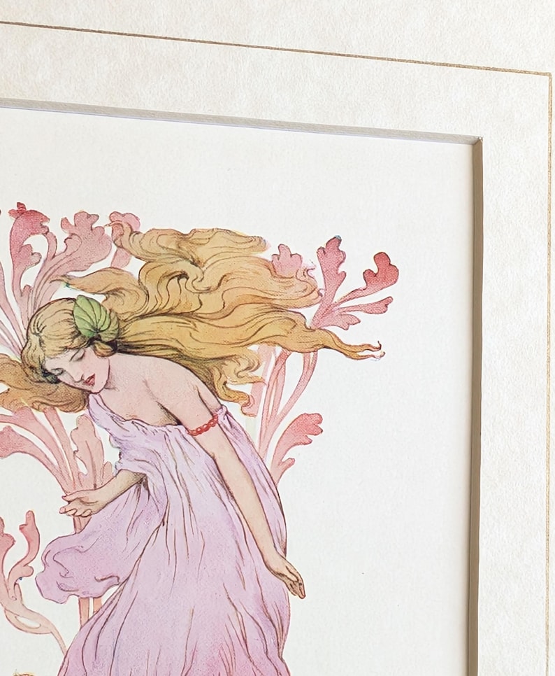 Sea Fairy Wall Decor - Pastel Nursery Art - 1922 Original Fairytale ...