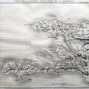 1819 Antique Map of HAITI. French Part of Santo Domingo Island Haiti ...