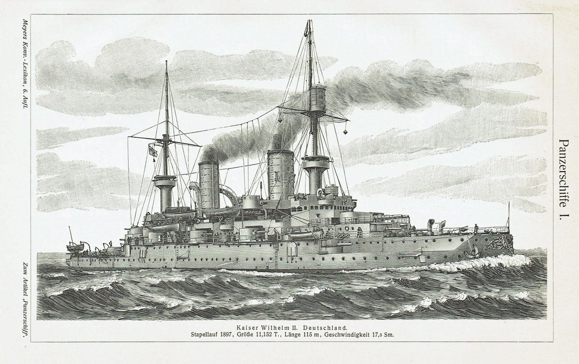 1907 Dreadnoughts Antique Print Battleships Lithograph Warship Wall Art ...