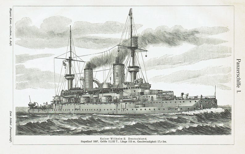1907 Dreadnoughts Antique Print Battleships Lithograph Warship Wall Art ...