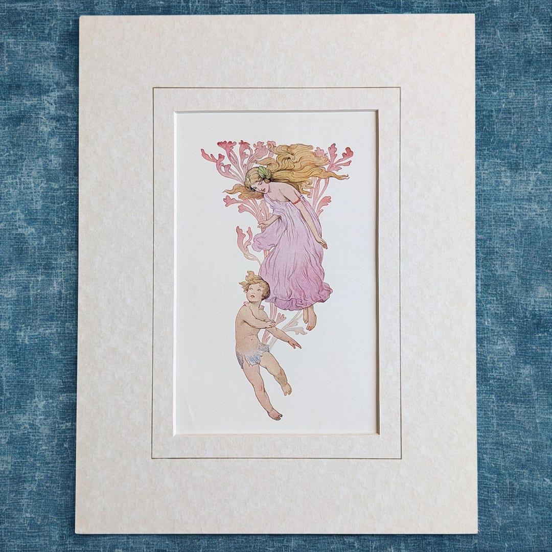 Sea Fairy Wall Decor - Pastel Nursery Art - 1922 Original Fairytale ...
