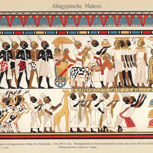 1903 Antique Lithograph of Ancient Egyptian Painting. Ancient ...