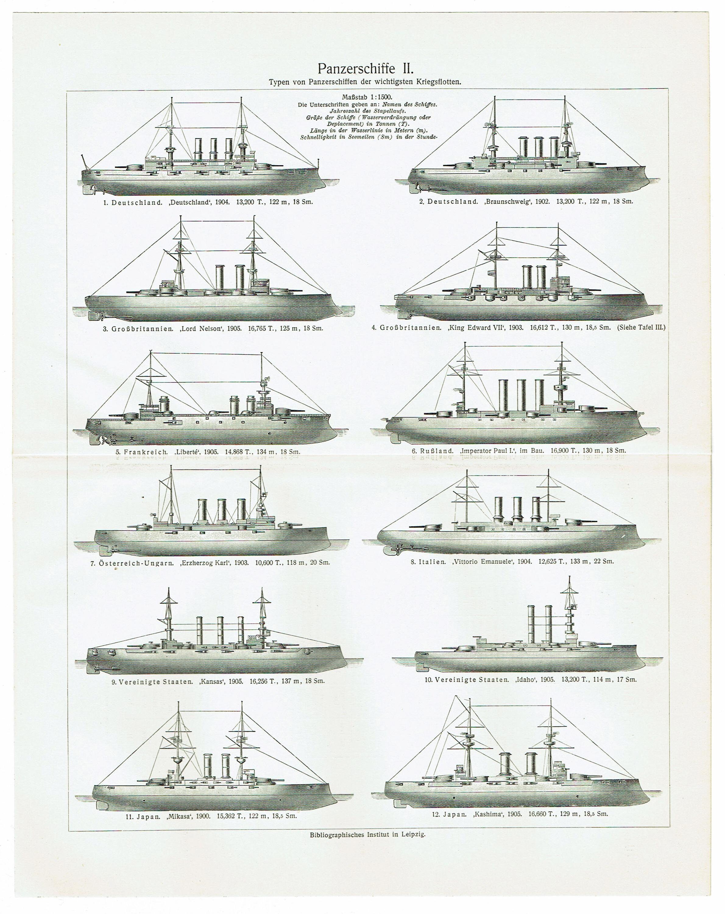 1907 Dreadnoughts Antique Print Battleships Lithograph Warship Wall Art ...