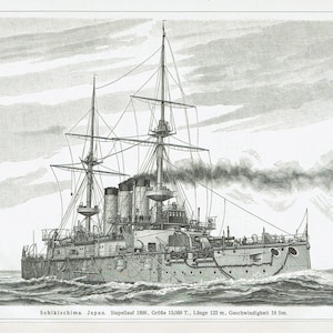 1907 Dreadnought Antique Print Battleship Plans Lithograph Navy Ships ...