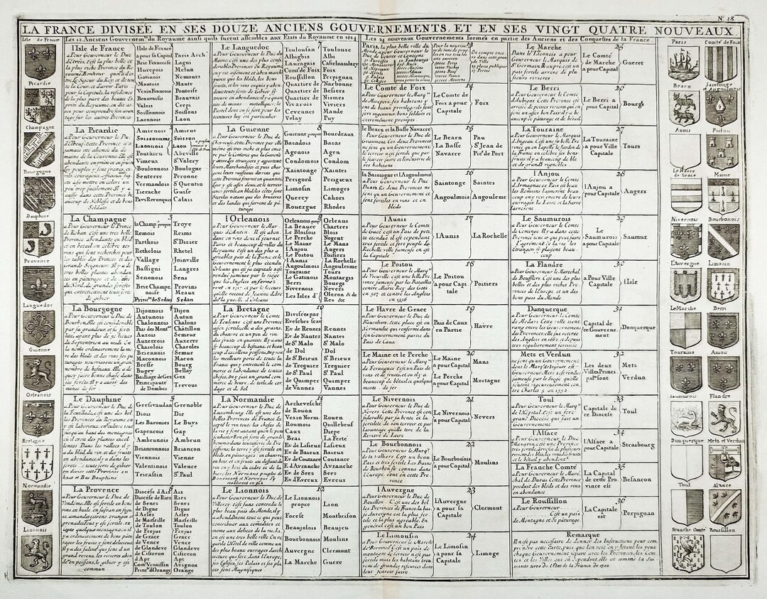 1720 Heraldry Antique Print French Engraving Old Genealogy Artwork ...