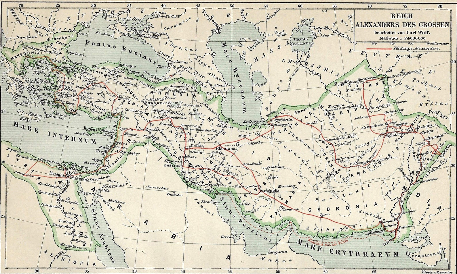 1903 Historical Map of Alexander the Great, Old Map Wall Decor, Vintage ...