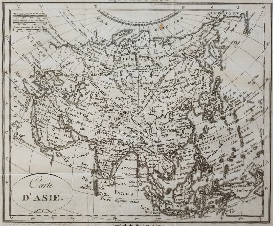 1814 Antiguo Mapa De Asia, Impresión Original De Principios Del Siglo ...
