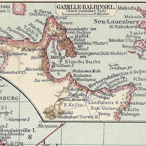 1903 ANTIQUE GERMAN COLONIES Map. Kaiser-wilhelmsland and Bismarck ...