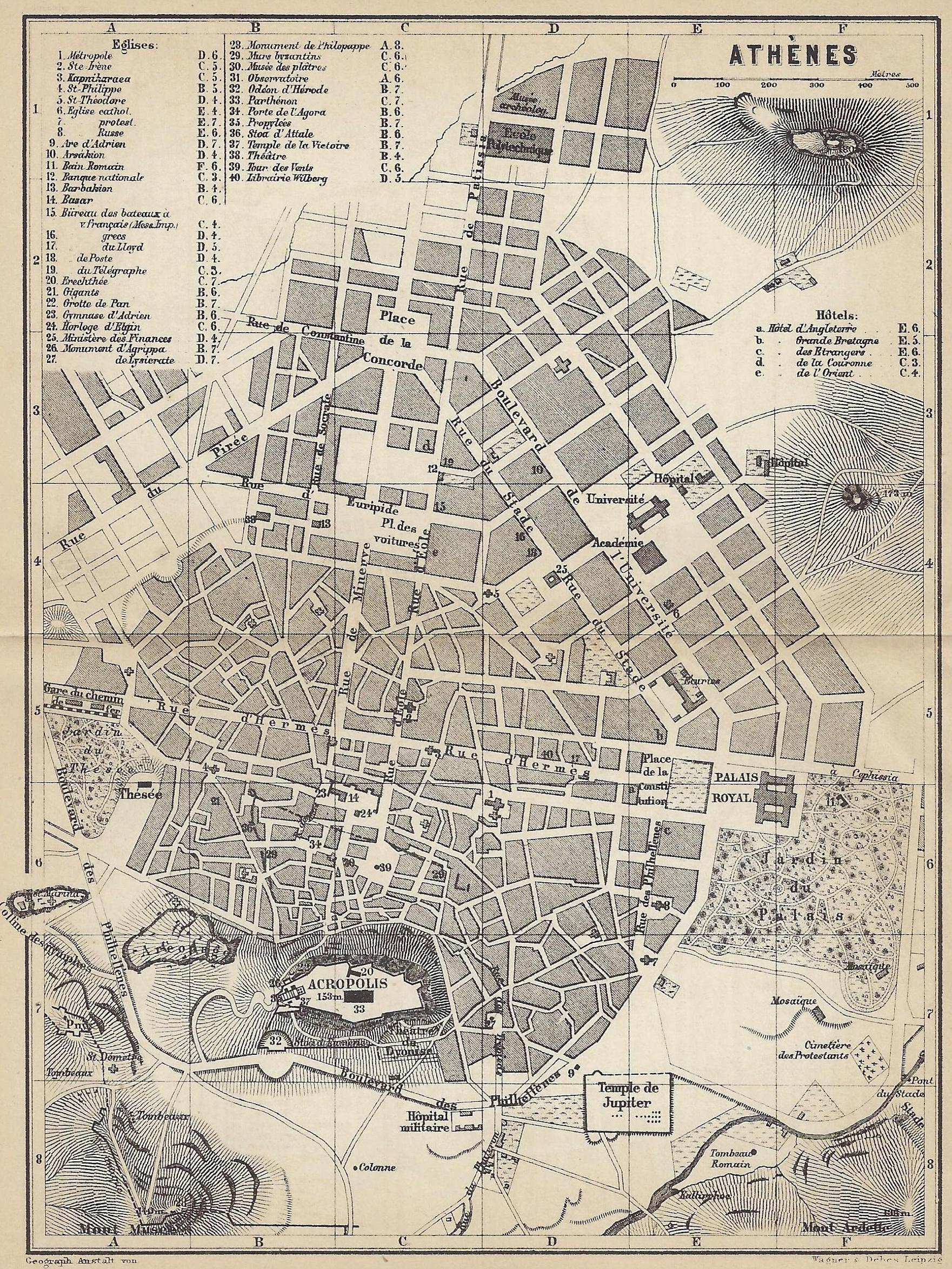 1875 Athens City Map Vintage Athens Map Greece Wall Art Athens Map Wall ...