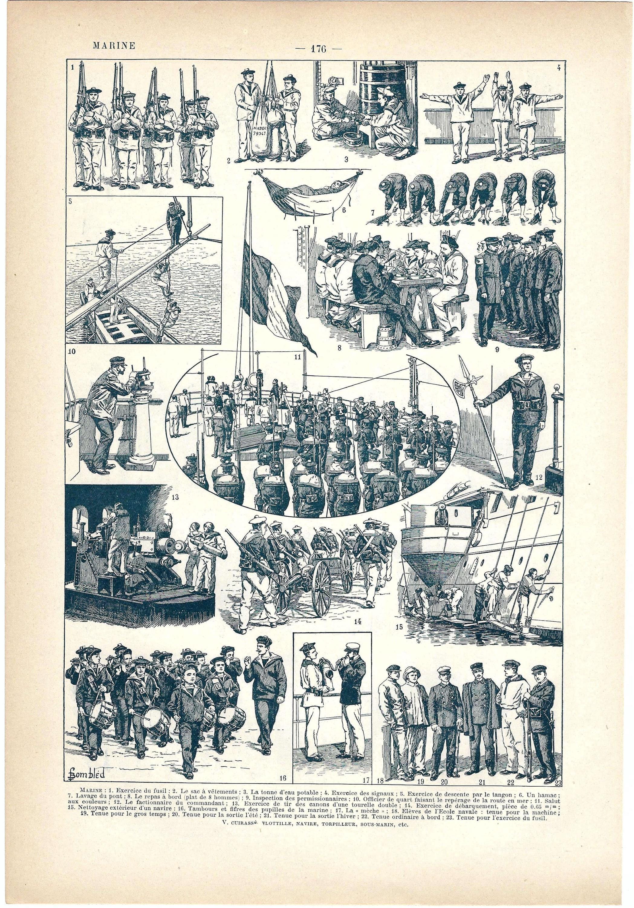 1922 FRENCH NAVY. Navy Uniforms Print. Historical Weapons Print ...