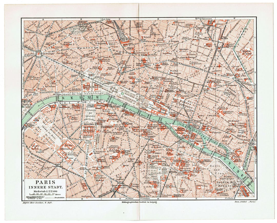 1903 Paris Map Antique French City Map Vintage Wall Art Historic Paris ...