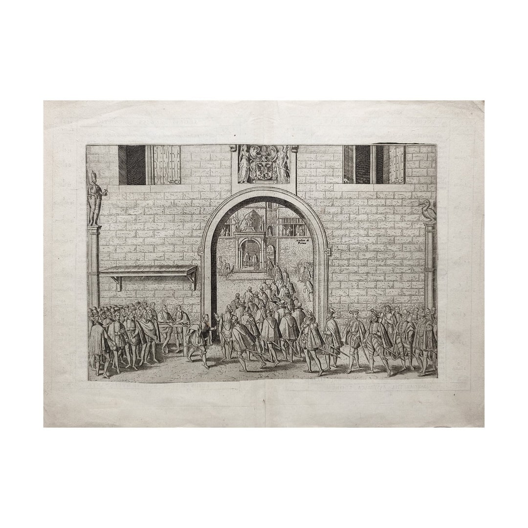 1583 Antique Original Print, 16th Century Engraving Brussels Gate ...