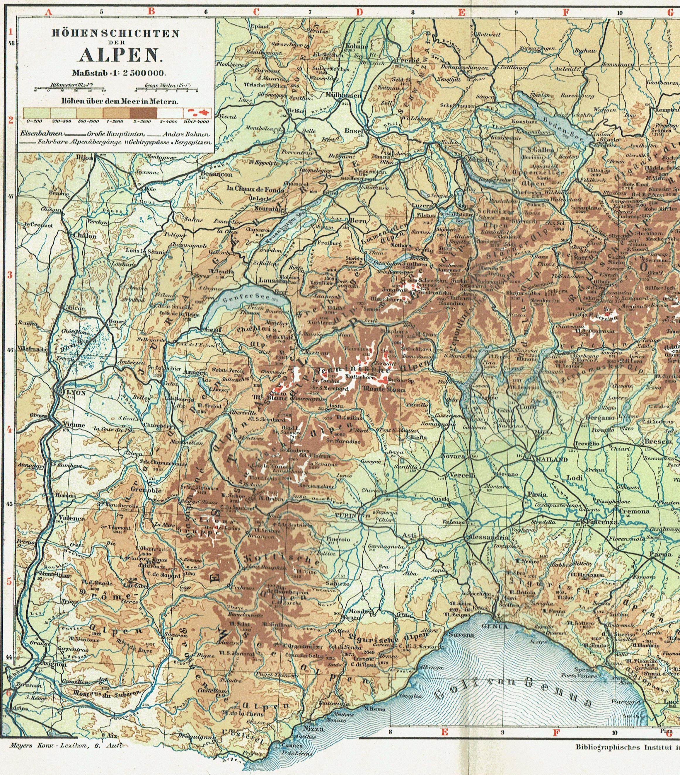 1903 Antique Map of Alps Vintage Print Alps Lithograph Wall Art ...