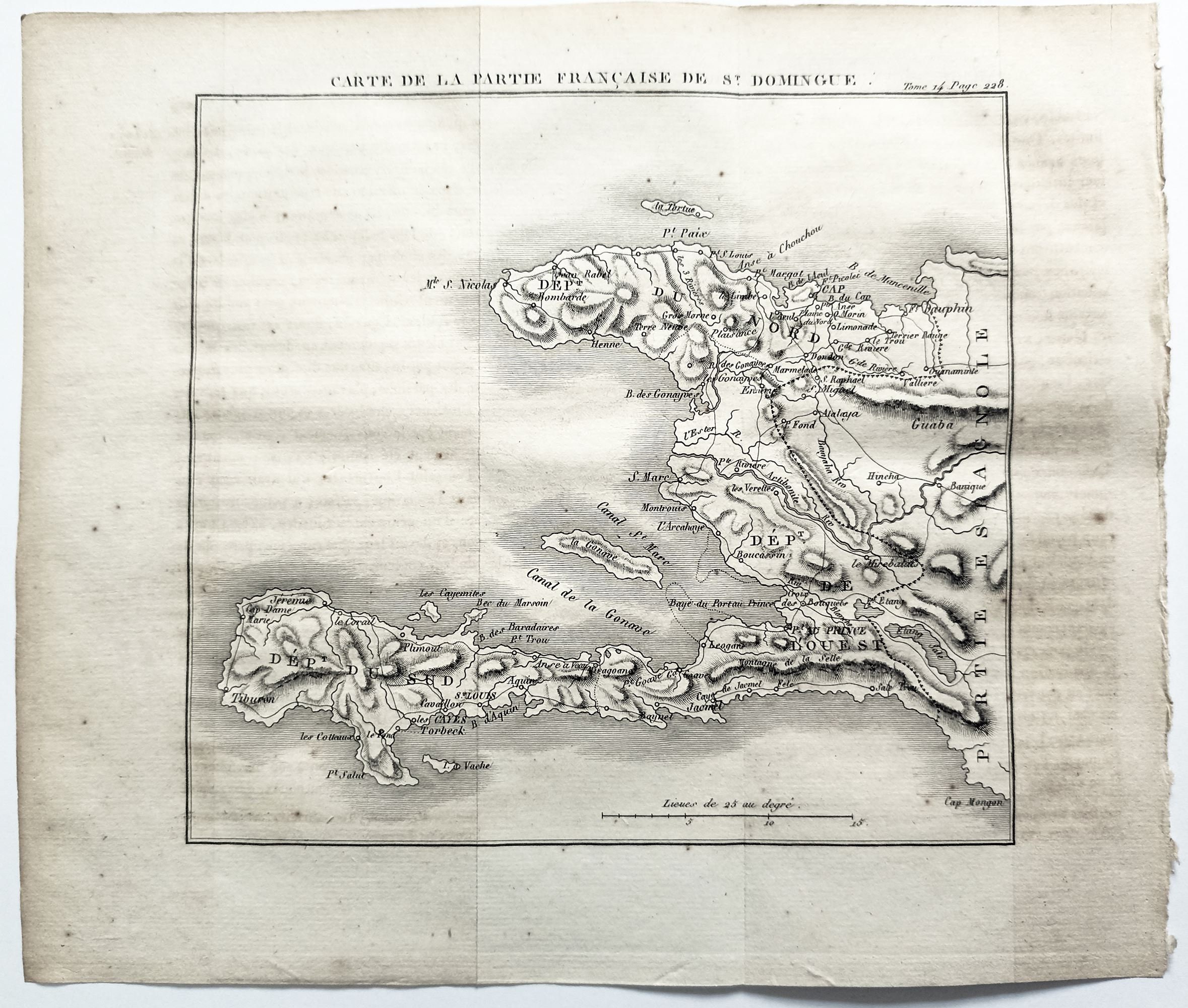 1819 Antique Map of HAITI. French Part of Santo Domingo Island Haiti ...
