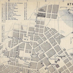1875 Athens City Map Vintage Athens Map Greece Wall Art Athens Map Wall ...