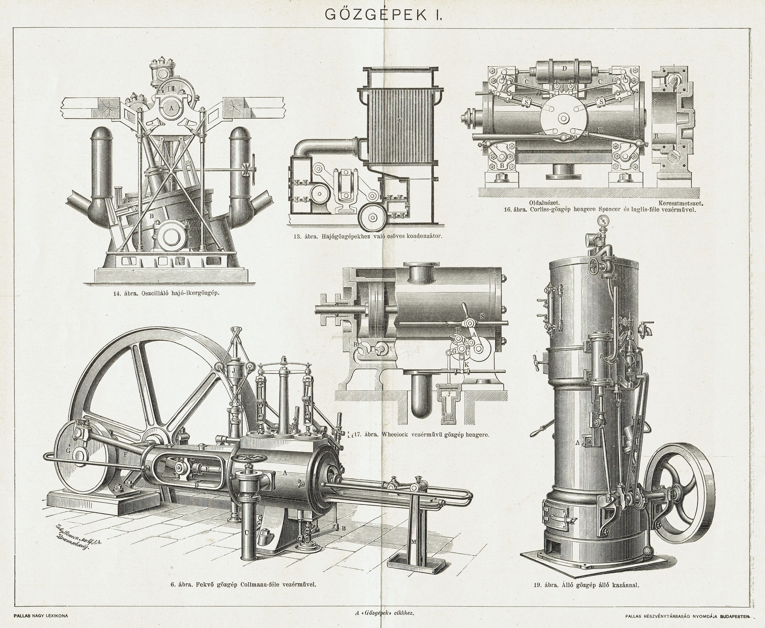 1893 STEAM ENGINES Print. Original Patent Engraving. Antique Steam ...