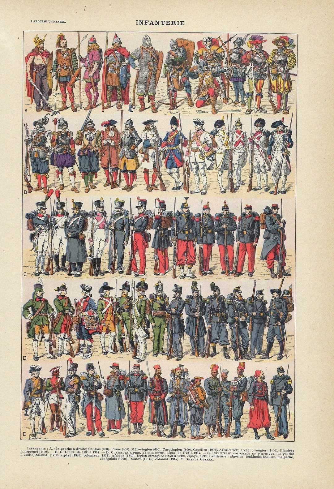 1922 FRENCH INFANTRY. Army Uniforms Print. Historical Weapons Print ...
