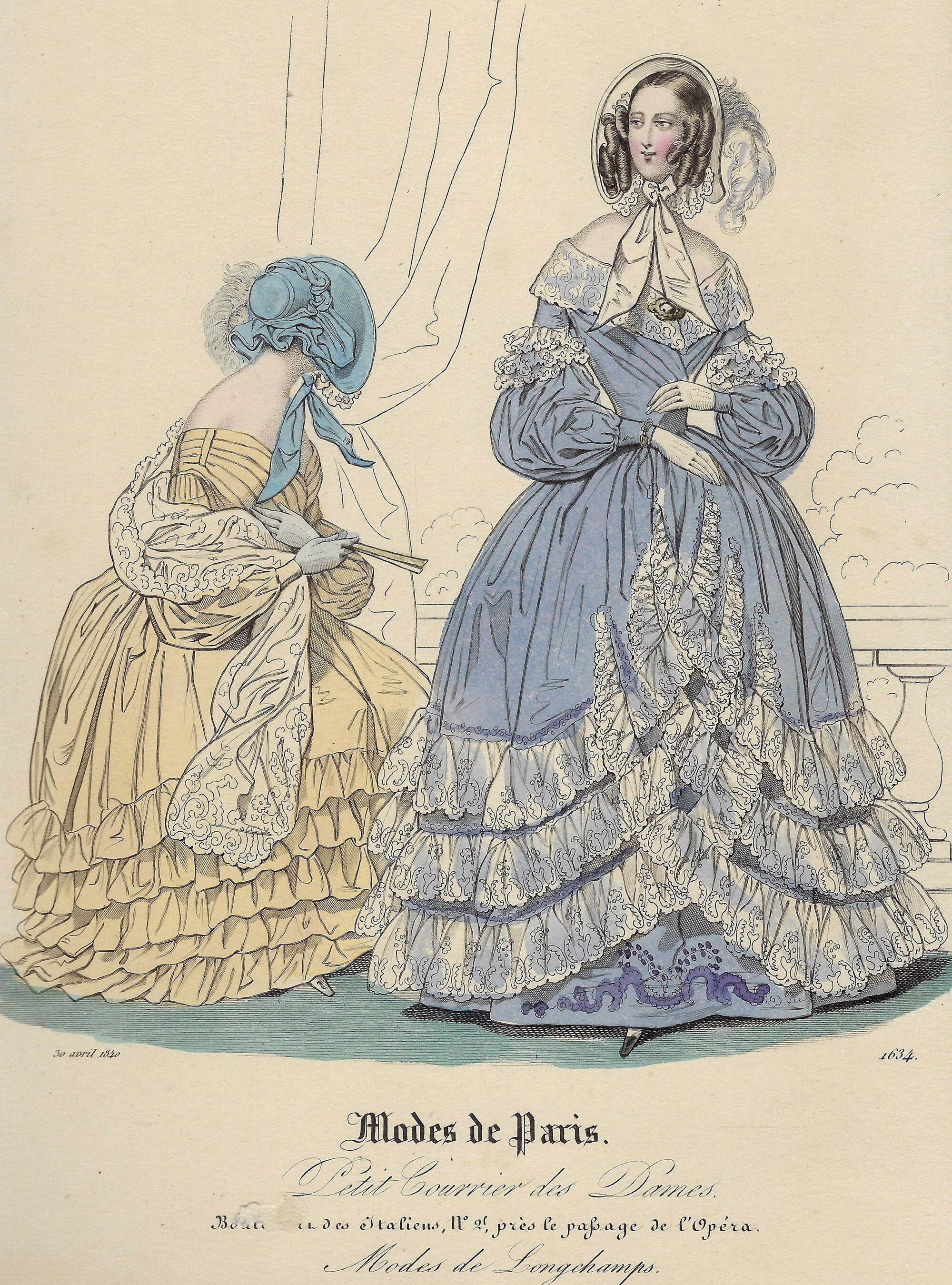 1840 PARIS Fashion Print Original Hand Colored Print French Fashion ...