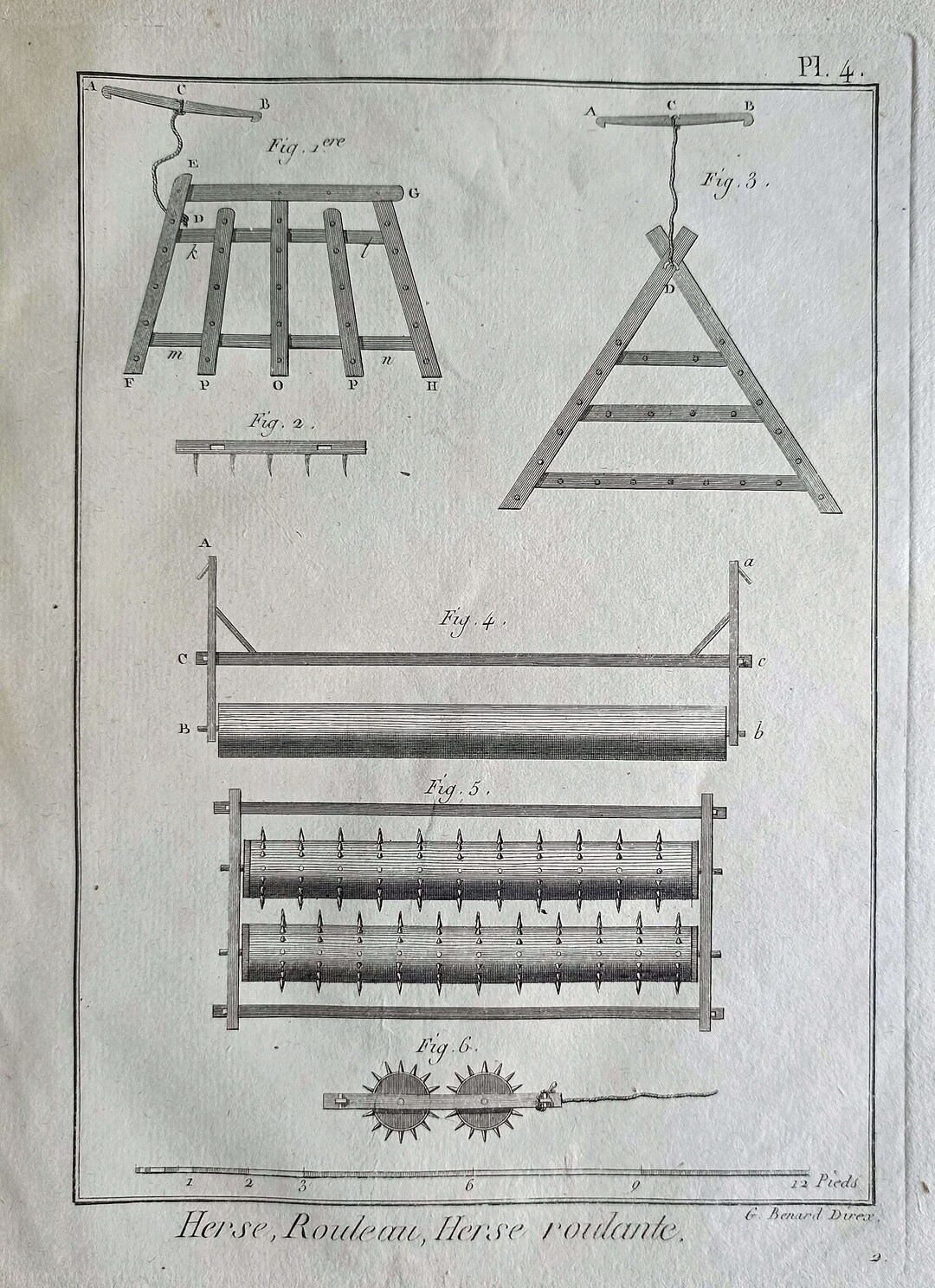 1802 HARROW Antique Farm Machine Vintage Farming Print Antique Farm ...