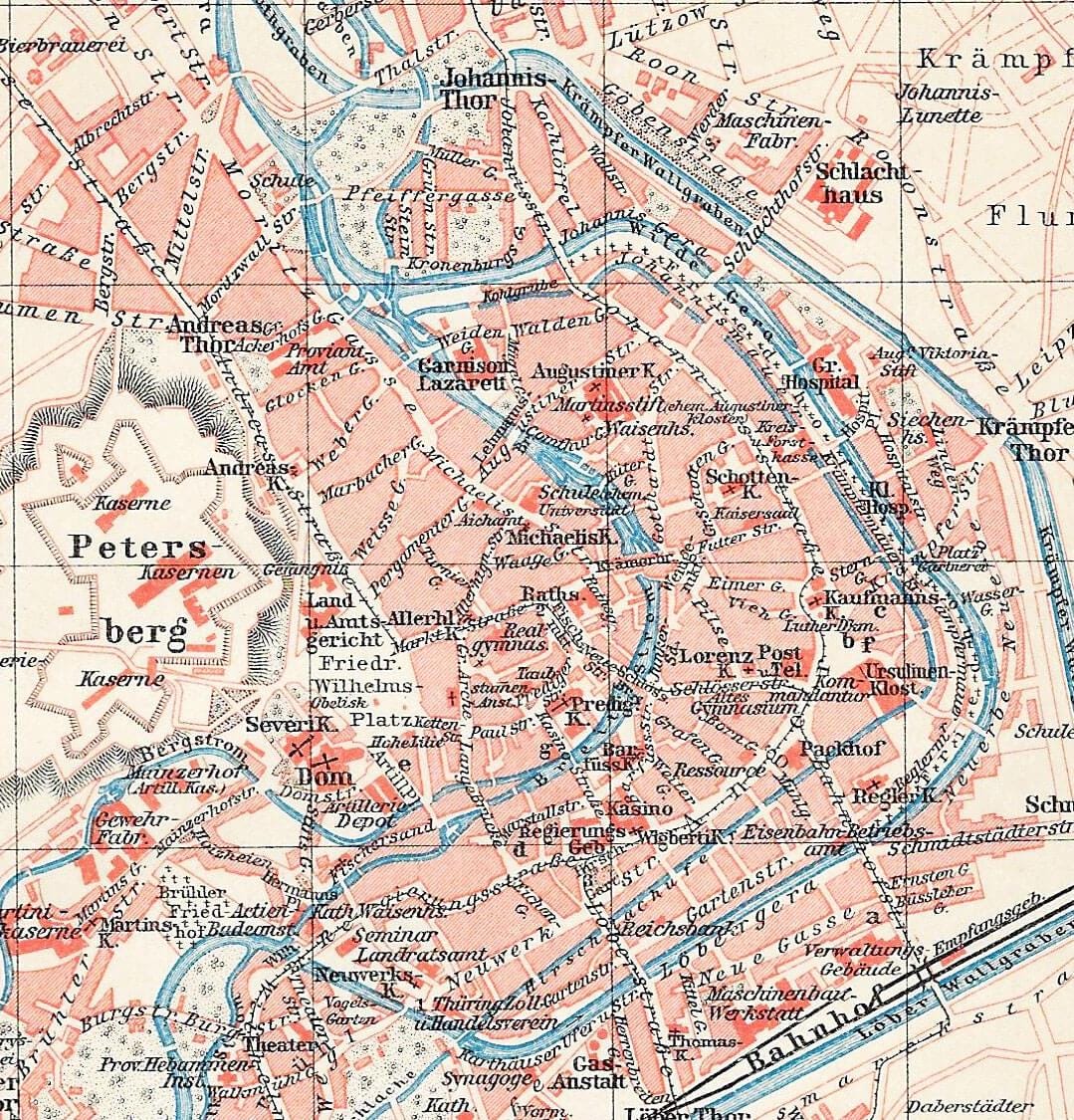1897 Germany ERFURT City Map Vintage City Map Antique 19th Street Map ...