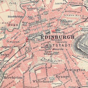 1897 EDINBURGH Map Surroundings and City Center Print Scotland Map ...