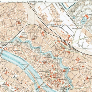 1903 BREMEN CITY MAP German Print Antique Bremen Print Vintage City Map ...