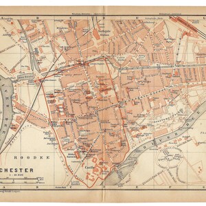 1897 Chester Antique City Map Street Map of Chester England's City ...