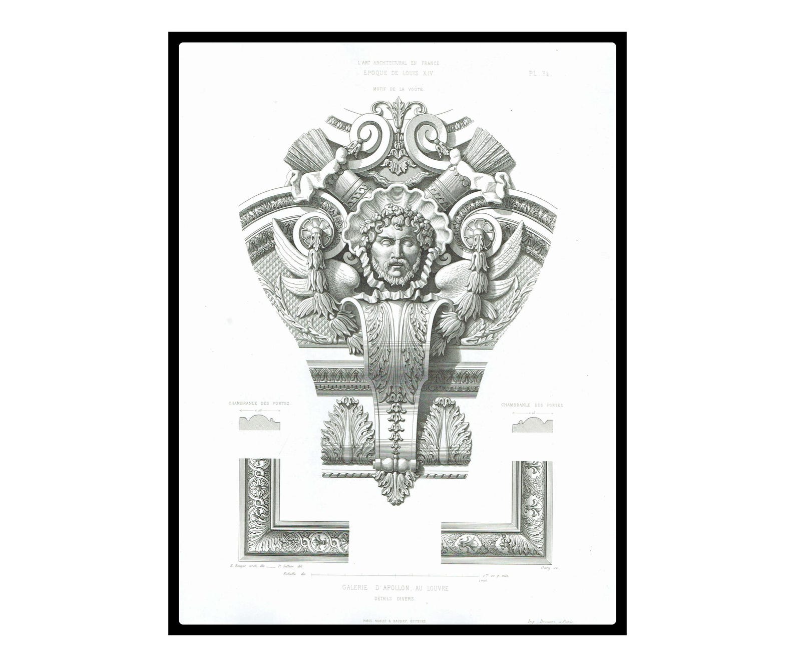 1862 Antique French Architectural Print Original Steel Engraving ...