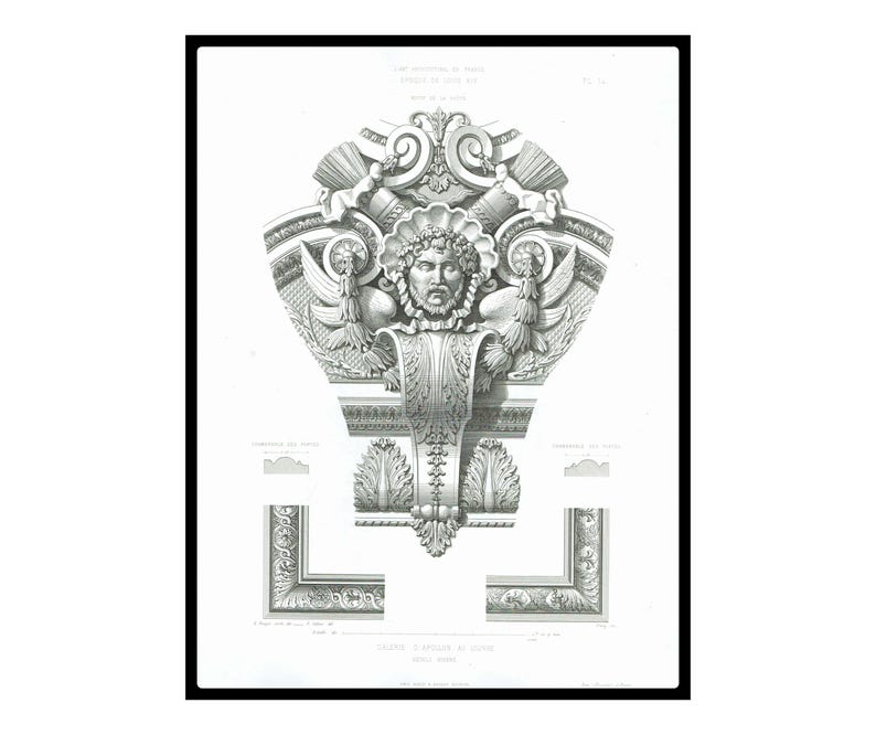 1862 Antique French Architectural Print Original Steel Engraving ...
