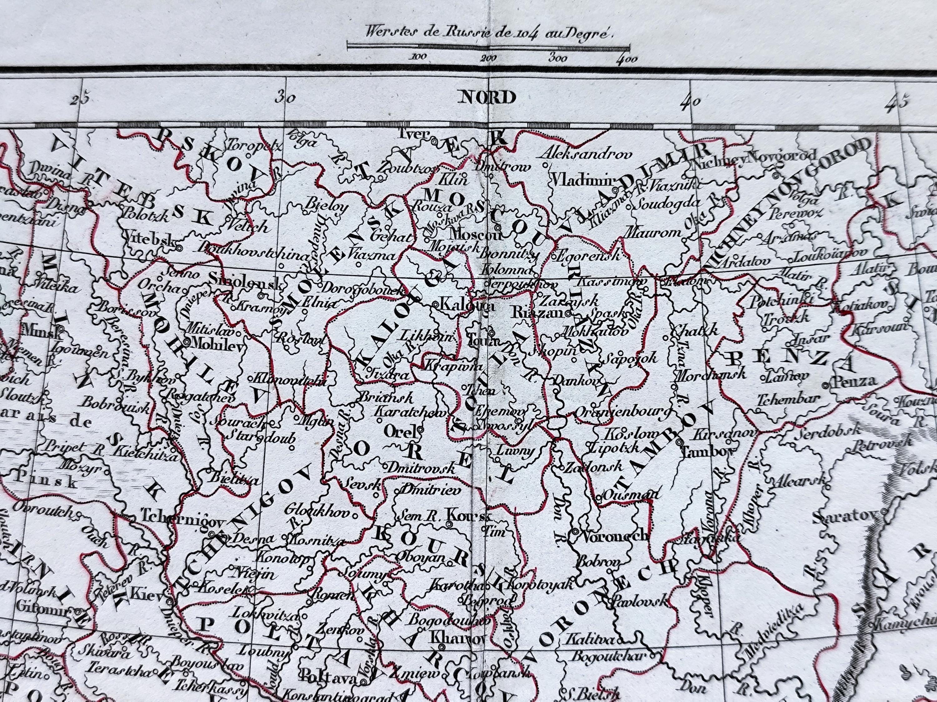 1833 Antique Map of Russia Empire Southern Part Russian Map Original ...