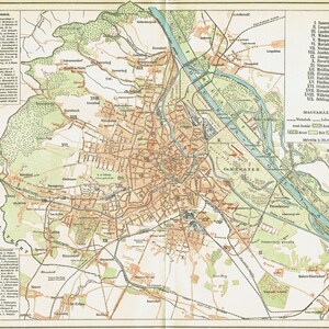 1893 VIENNA, Austria. Antique City Plan. Vintage City Map. 19th Century ...