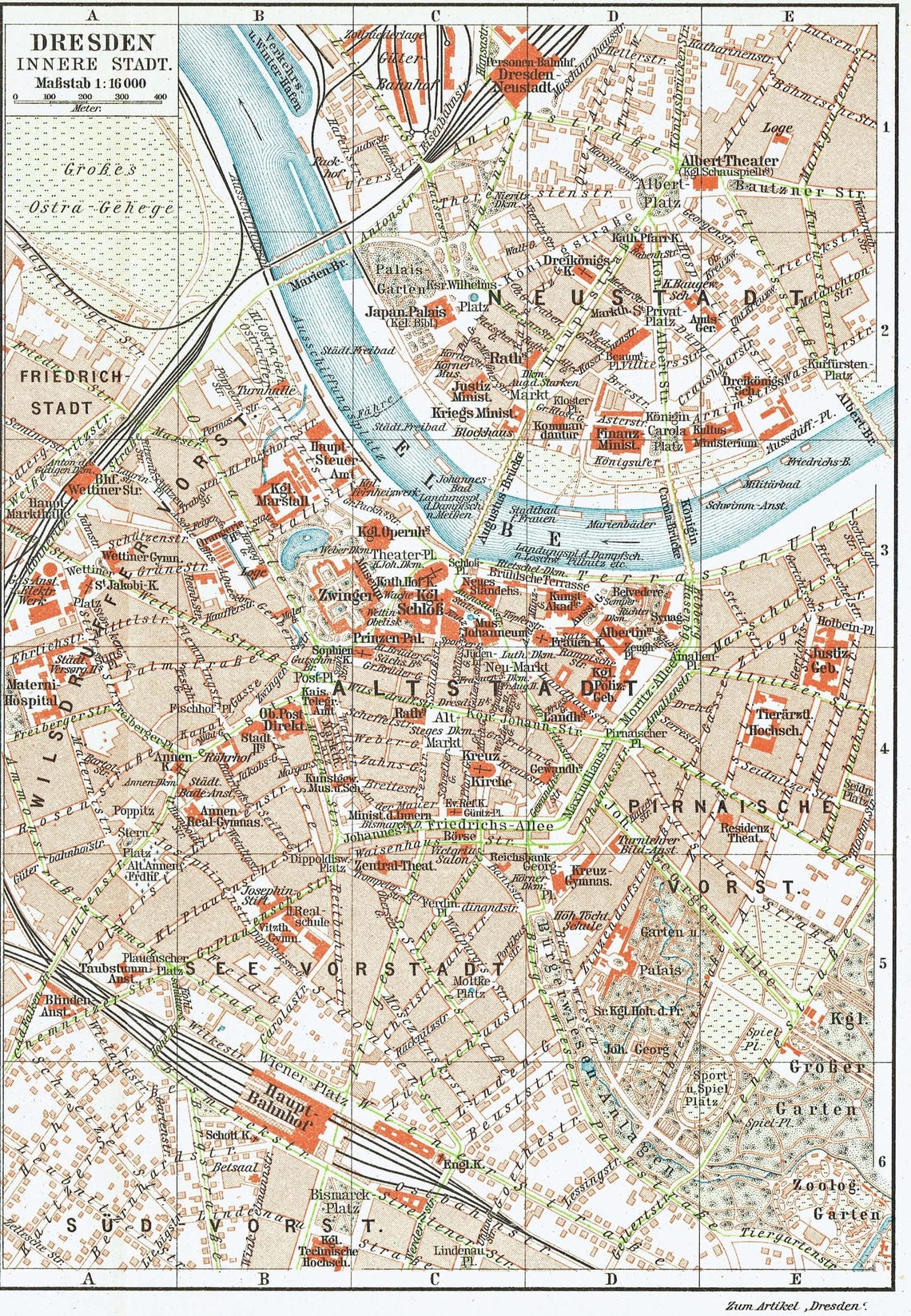 1903 Germany DRESDEN Antique City Map Vintage City Print 19th Century ...