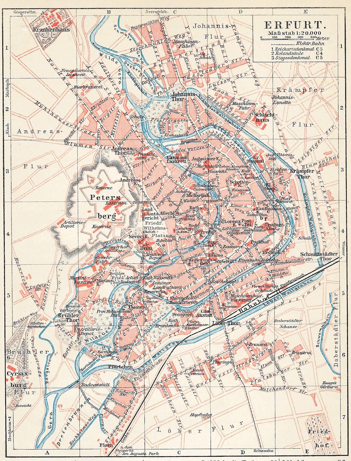 1897 Germany ERFURT City Map Vintage City Map Antique 19th Street Map ...